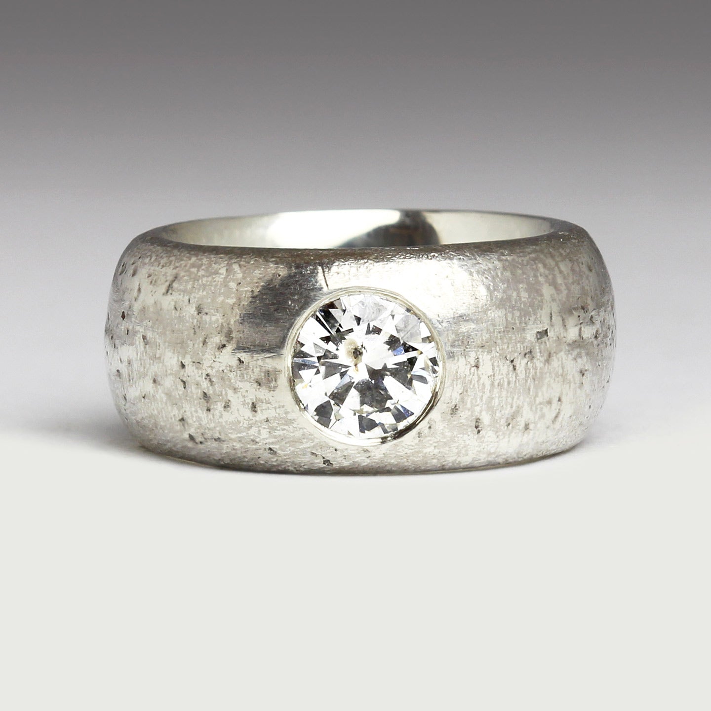 Sandcast Silver Ring with 6mm Diamond – Justin Duance