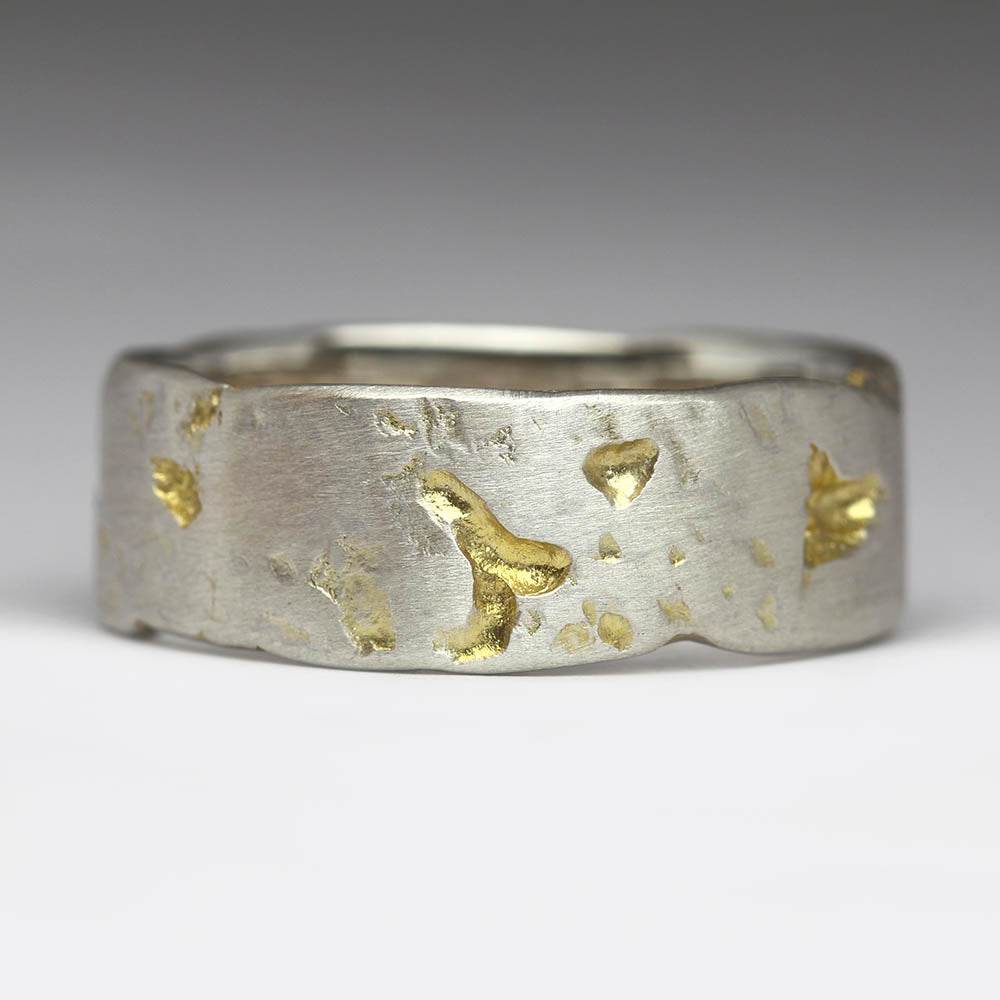 Silver Rock Ring with Gold Plated Texture – Justin Duance